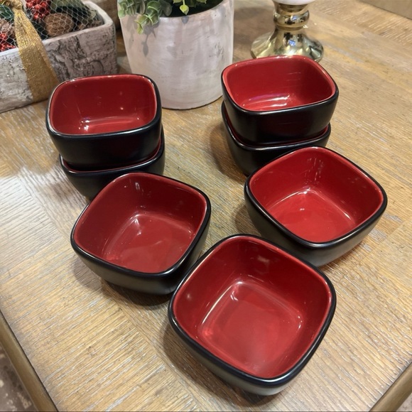 Corningware | Kitchen | 7 Each Corningware Ryku Ramekin Black And Red ...